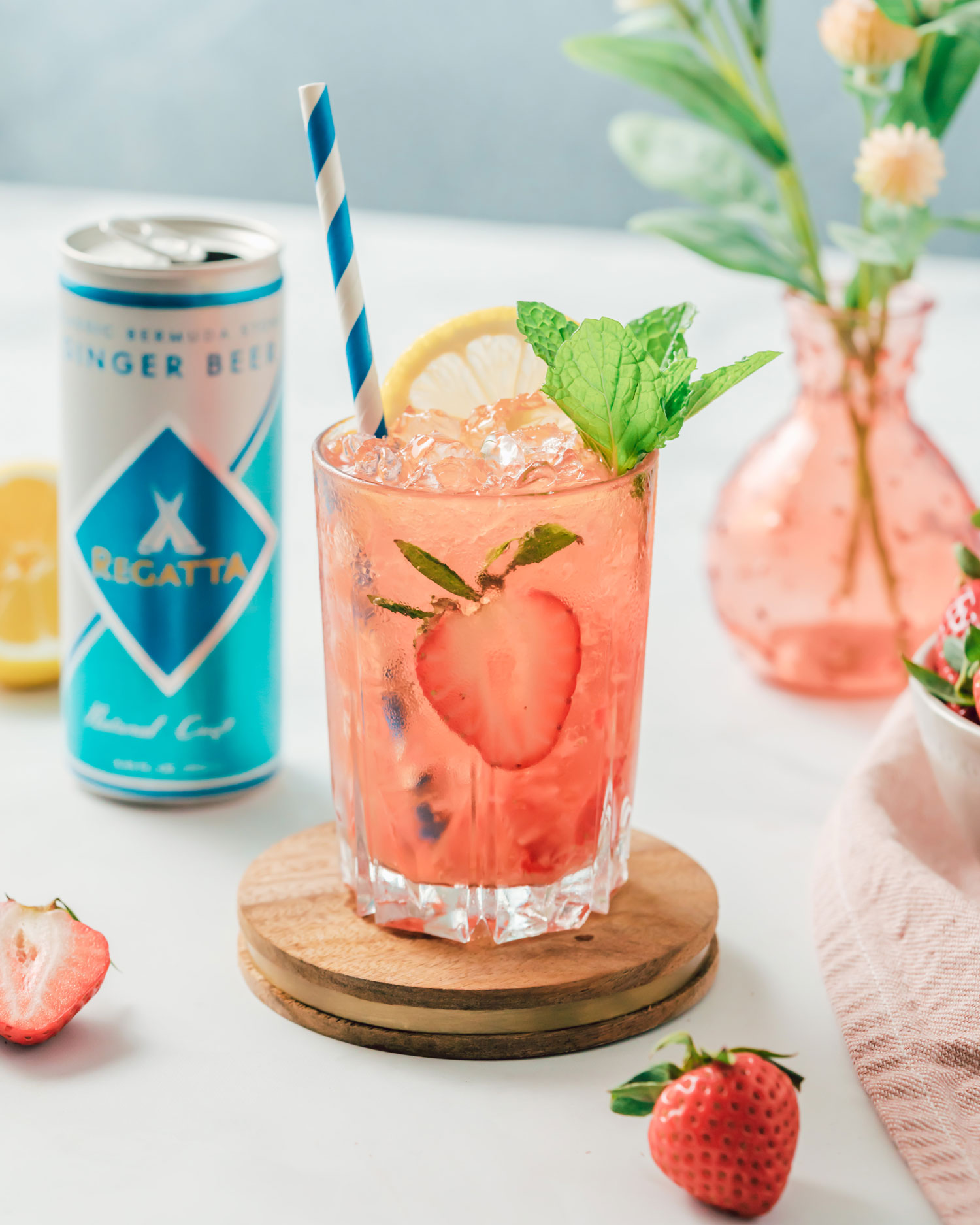 Strawberry Ginger Bourbon Smash - The Social Sipper
