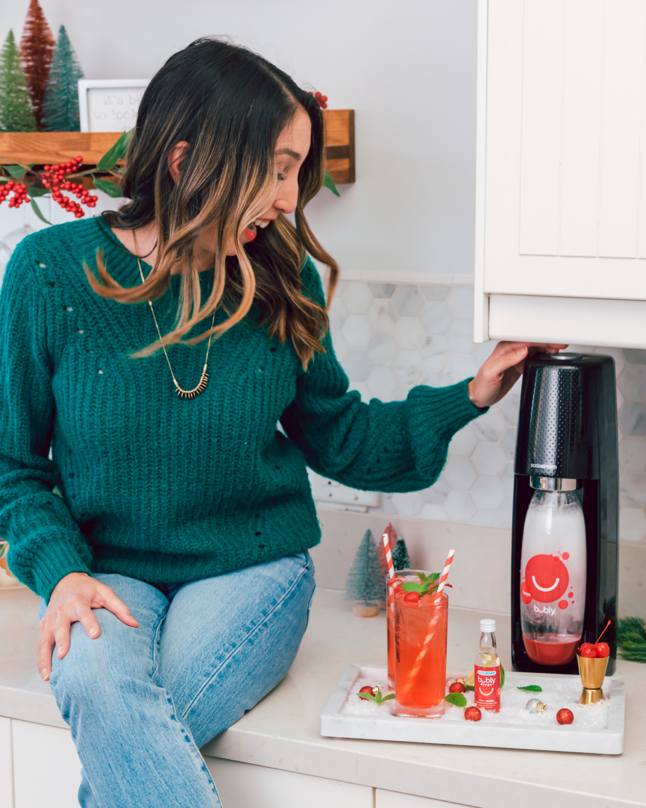 Merry Cherry Cocktail with bubly water x SodaStream - The Social Sipper