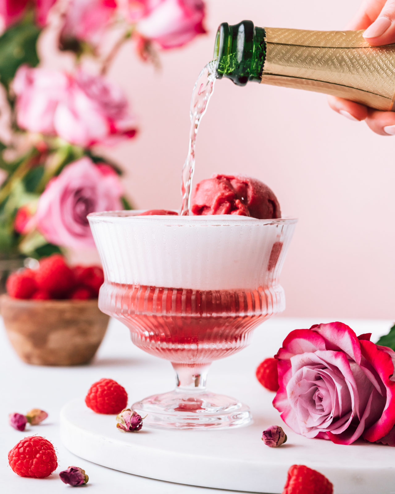Raspberry Rose Champagne Float - The Social Sipper