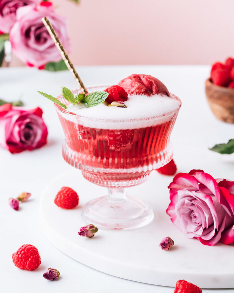 Raspberry Rose Champagne Float - The Social Sipper